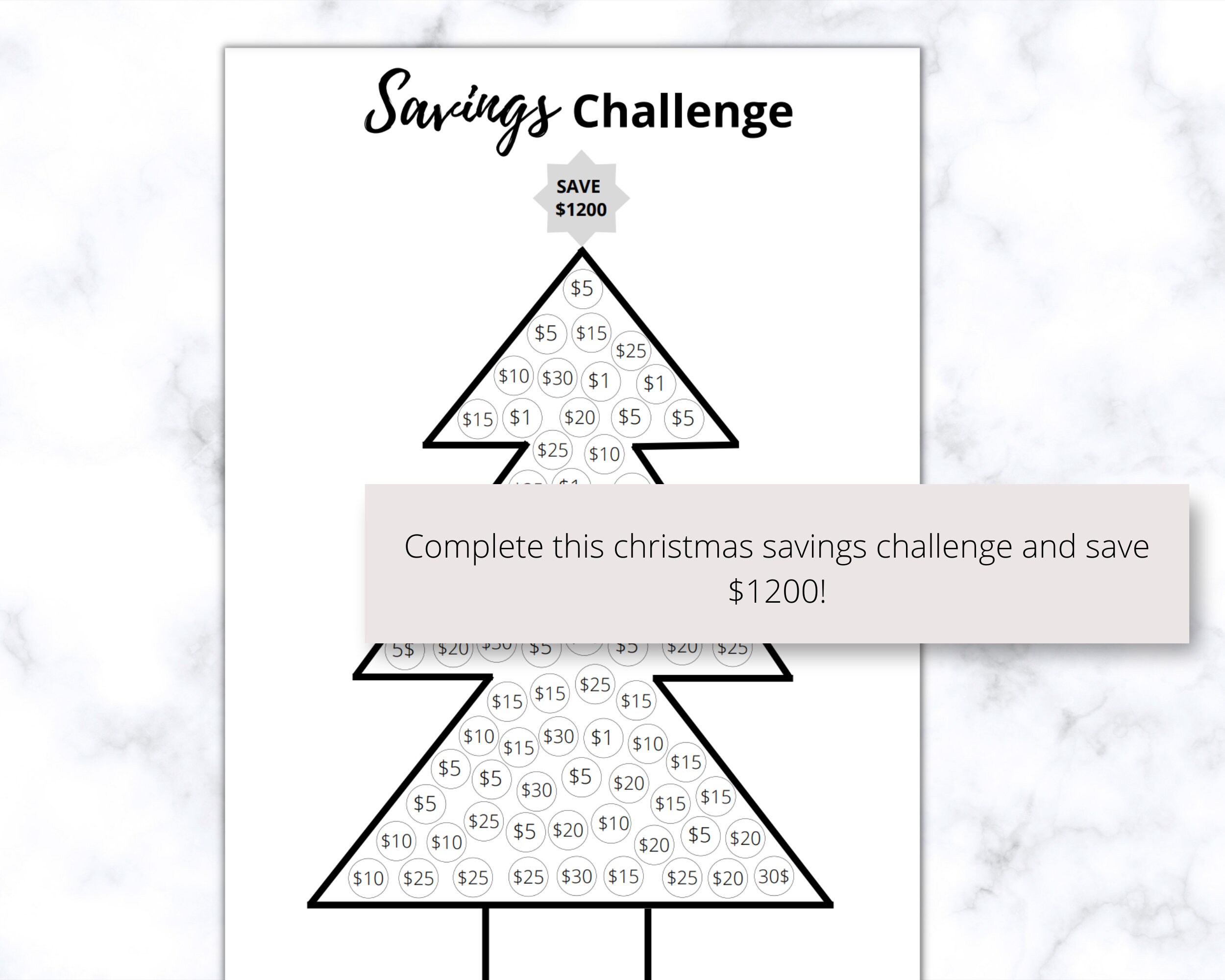 Christmas Savings Challenge Printable PDF, Holiday Savings, Christmas ...