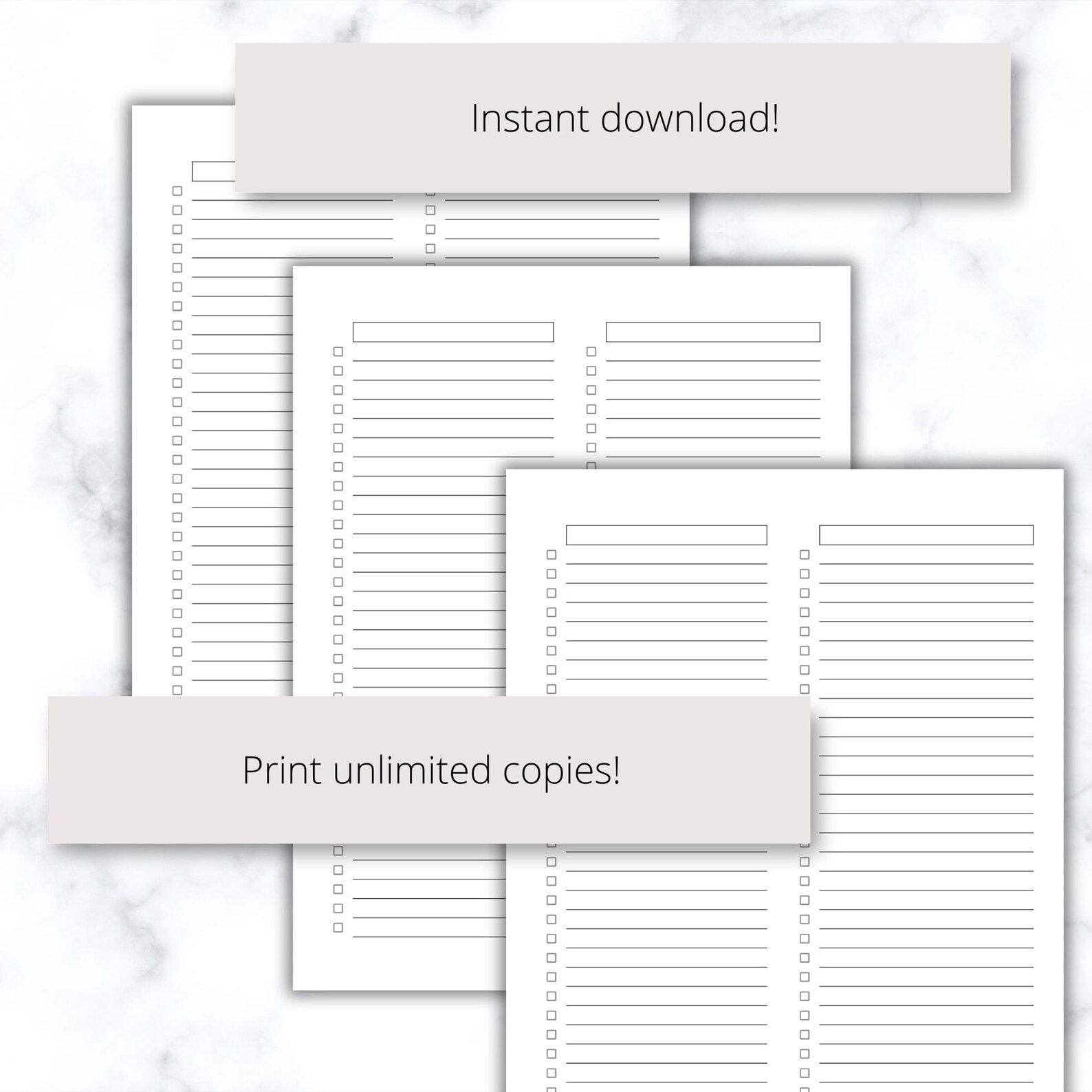 Blank Checklist Printable PDF 8.5x11 US Letter, Blank to Do List PDF ...