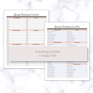 Garage Inventory Checklist Printable PDF, Garage Decluttering Guide ...