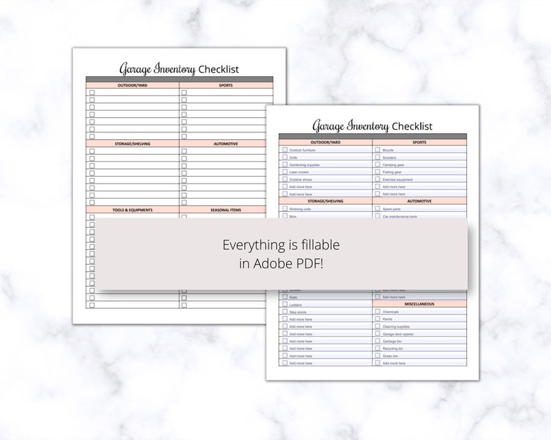 Garage Inventory Checklist Printable PDF, Garage Decluttering Guide ...
