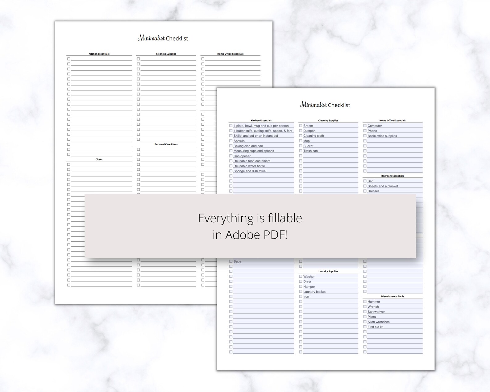 Minimalist Checklist Printable PDF, Minimalist Decluttering Checklist ...