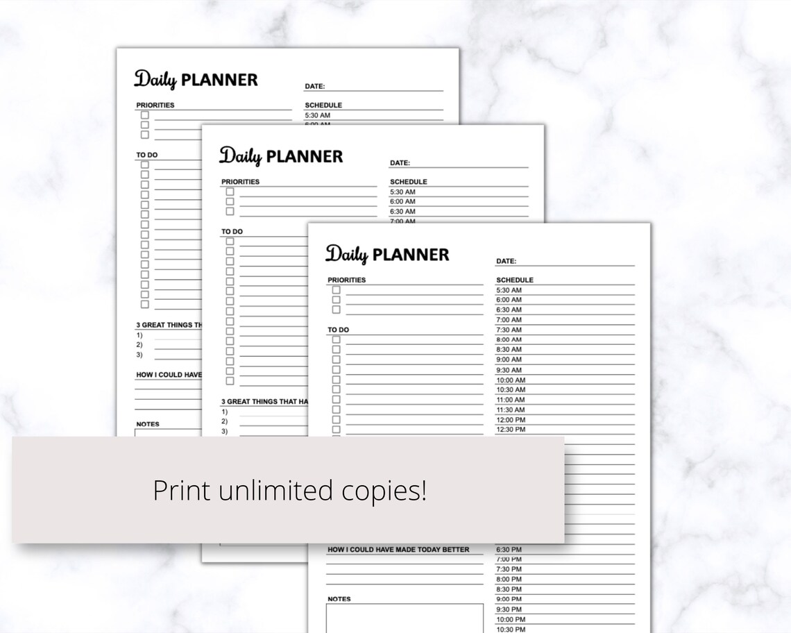 Editable Daily Planner Printable PDF, Daily Organizer, Productivity ...