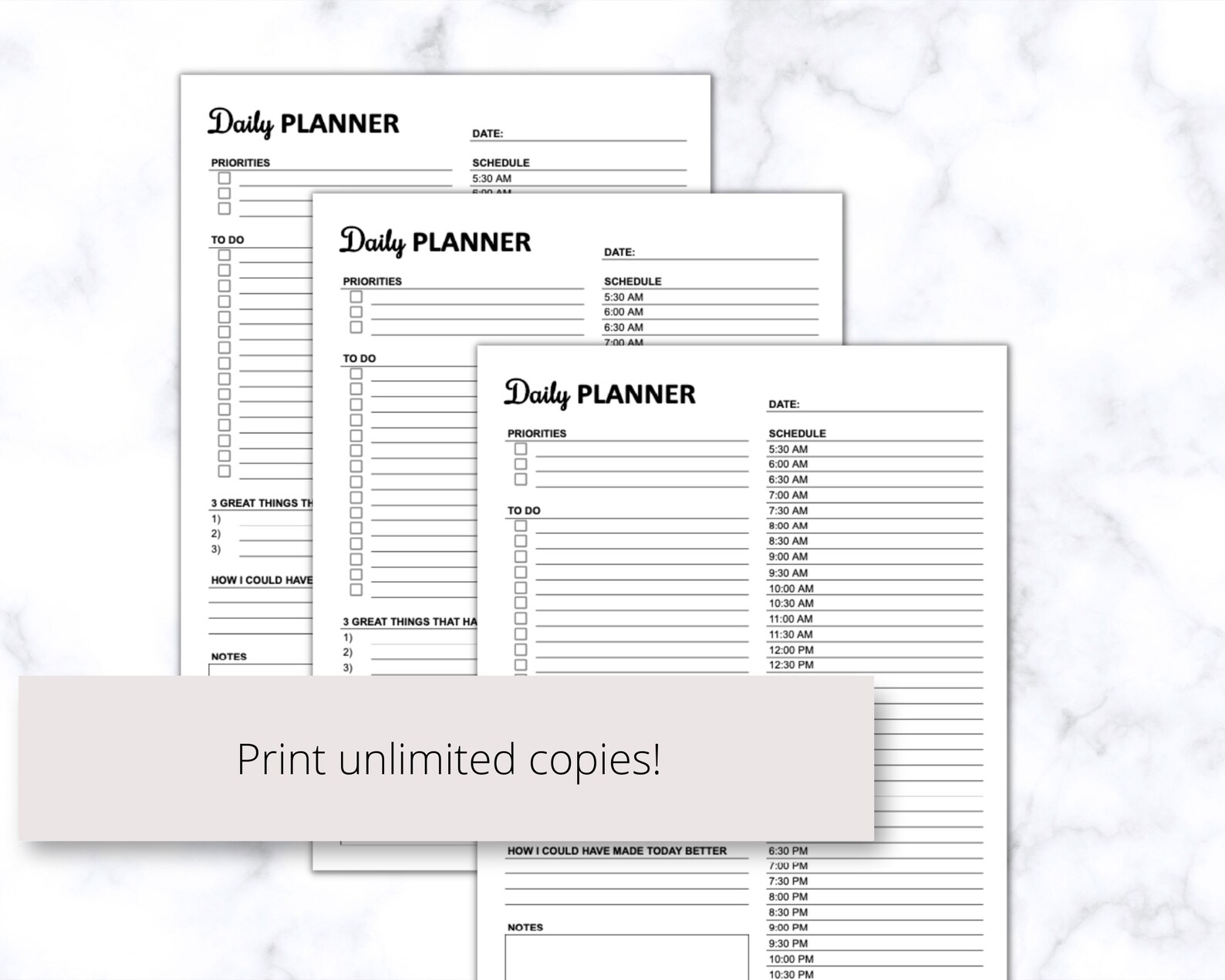 Editable Daily Planner Printable PDF, Daily Organizer, Productivity ...
