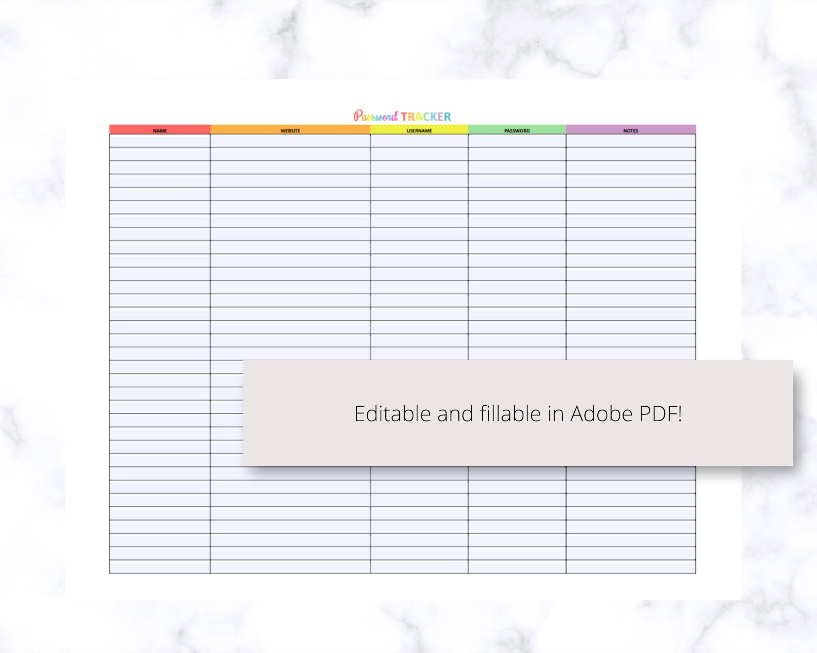 Multi-color Password Tracker Printable PDF, Account Tracker, Login ...