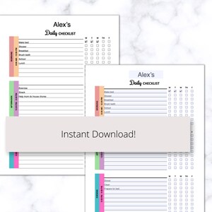 Kids Daily Checklist Printable PDF, Children's Daily Schedule, Daily ...