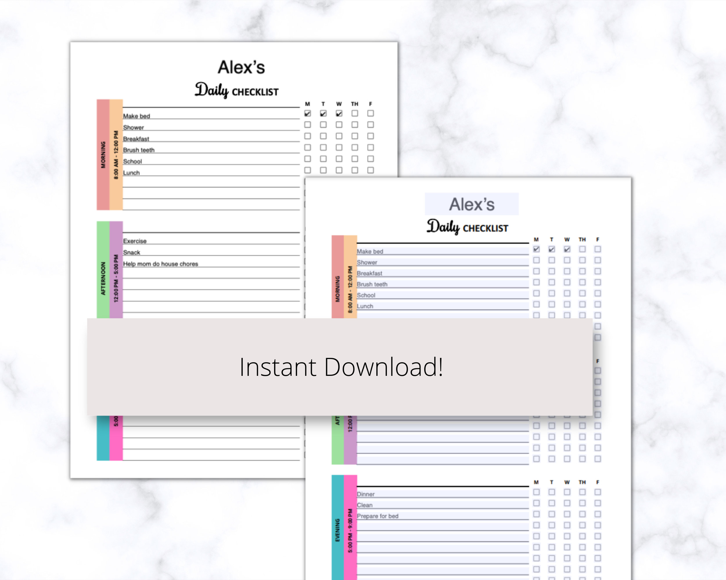 Kids Daily Checklist Printable PDF, Children's Daily Schedule, Daily ...