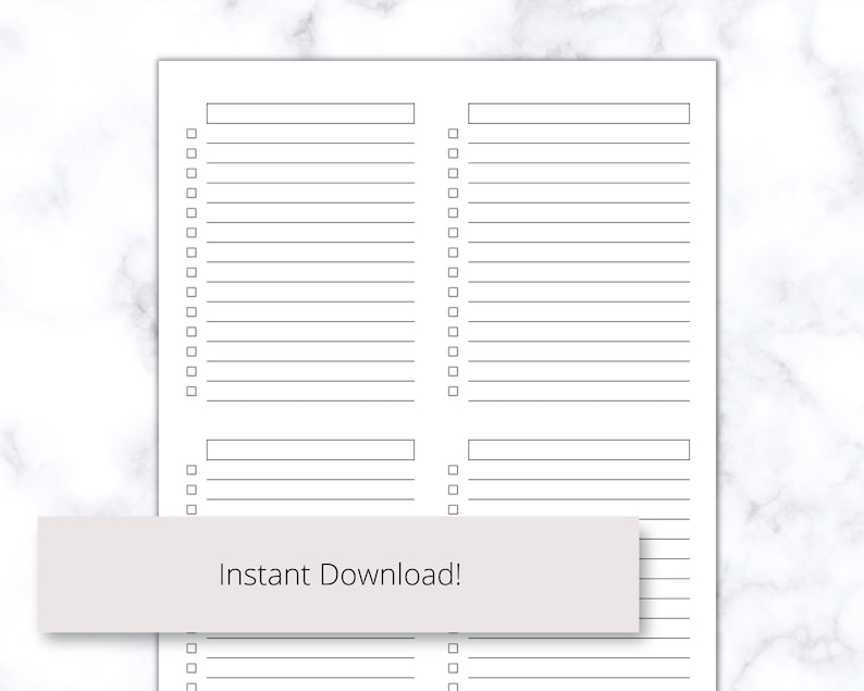 Blank Checklist Printable PDF, Blank to Do List, Minimalist to Do List, Basic Checklist, Basic ...
