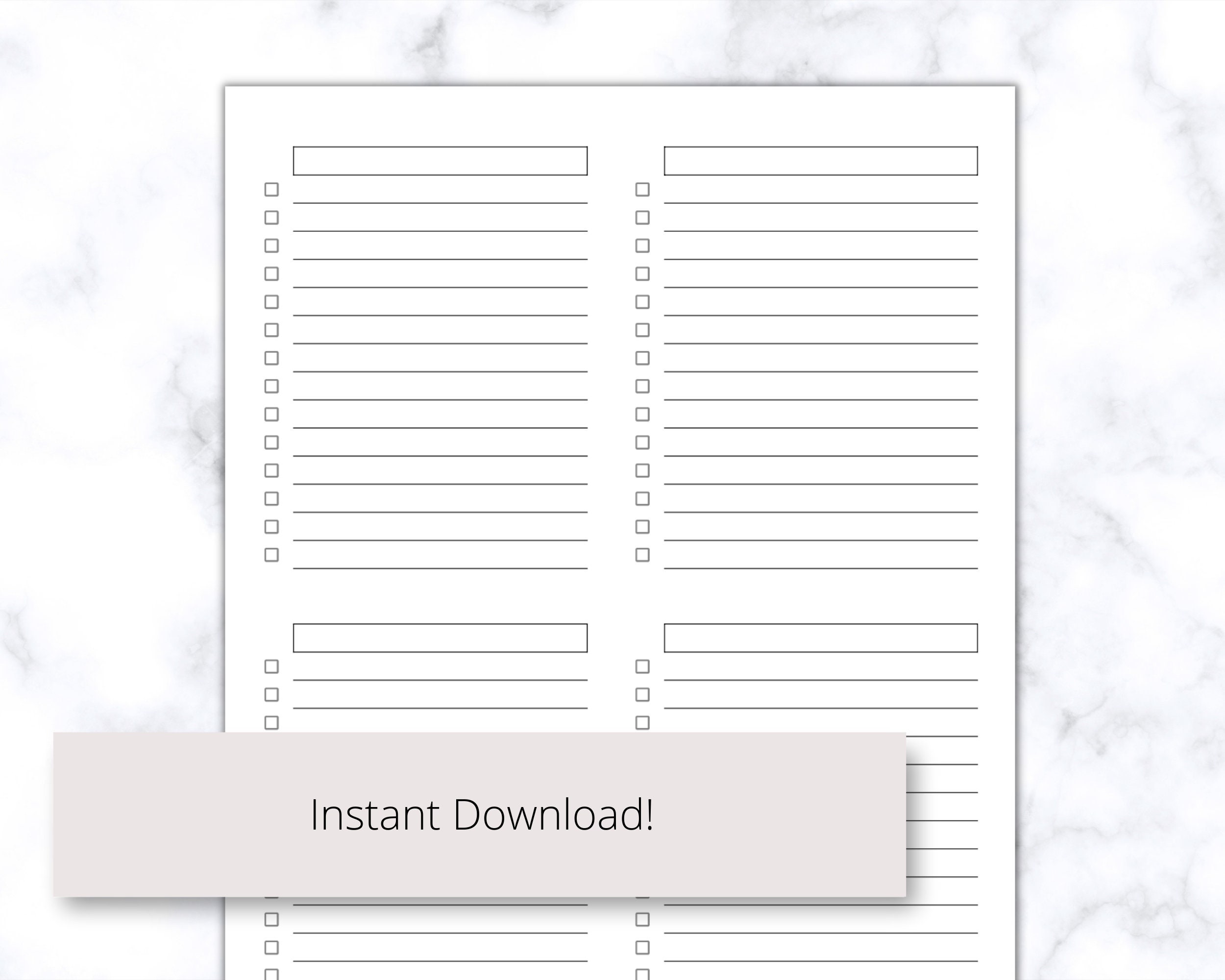 Blank Checklist Printable PDF, Blank to Do List, Minimalist to Do List ...
