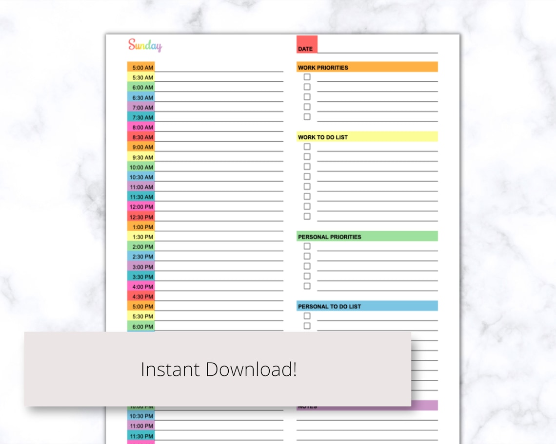 Multi-color Work From Home Planner Printable PDF, Remote Work Planner ...