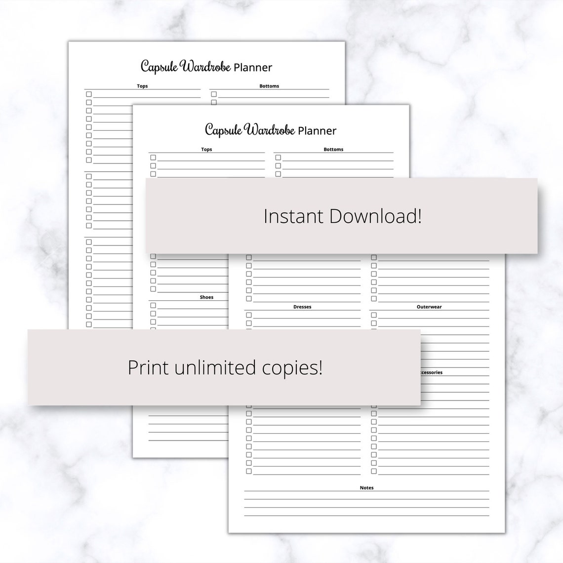 Capsule Wardrobe Checklist Printable PDF, Minimalist Wardrobe Checklist ...