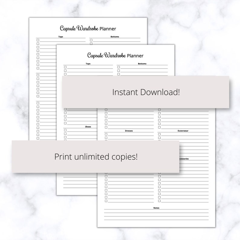 Capsule Wardrobe Checklist Printable PDF, Minimalist Wardrobe Checklist ...