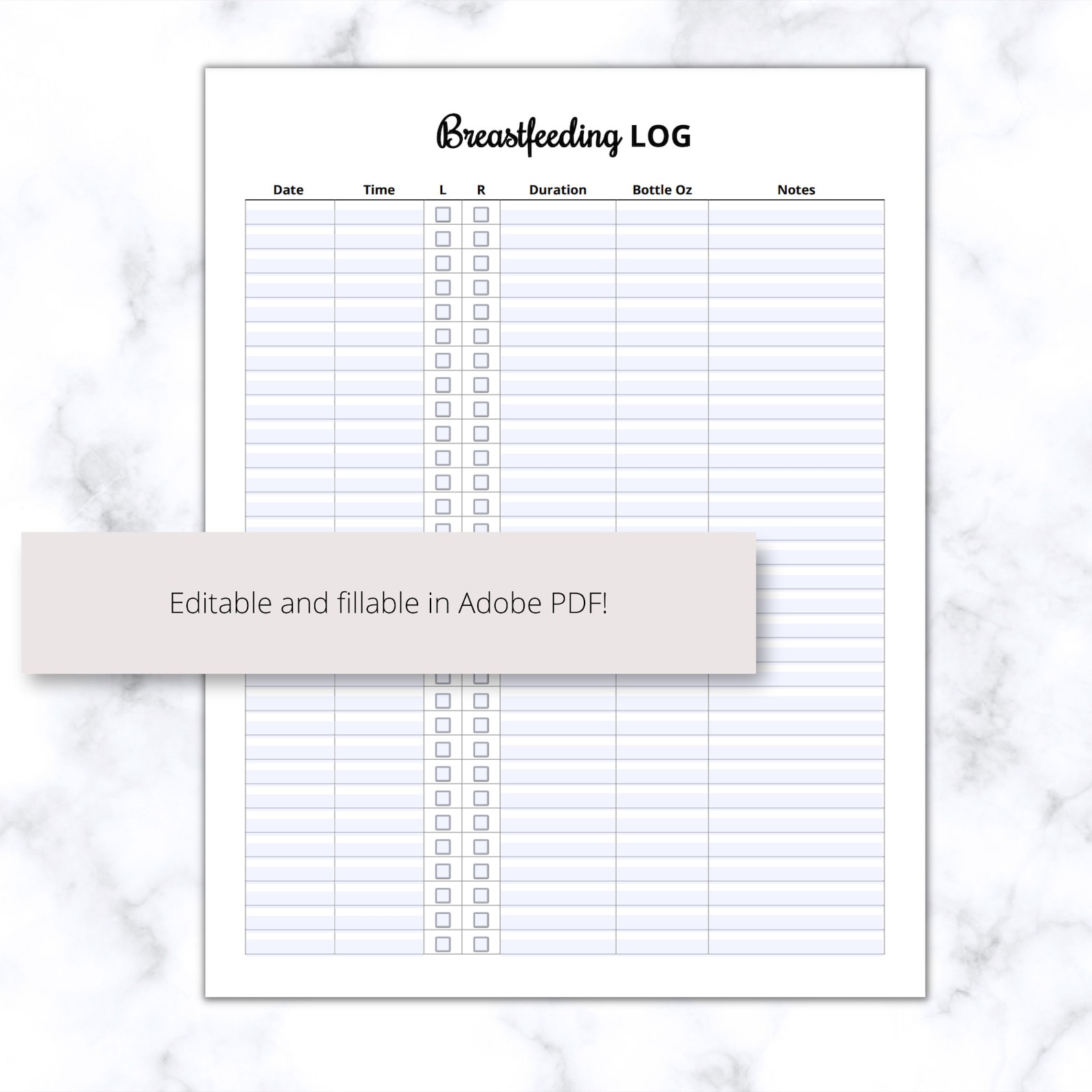 Breastfeeding Log Printable PDF, Feeding Log for Newborn, Breast Pump ...