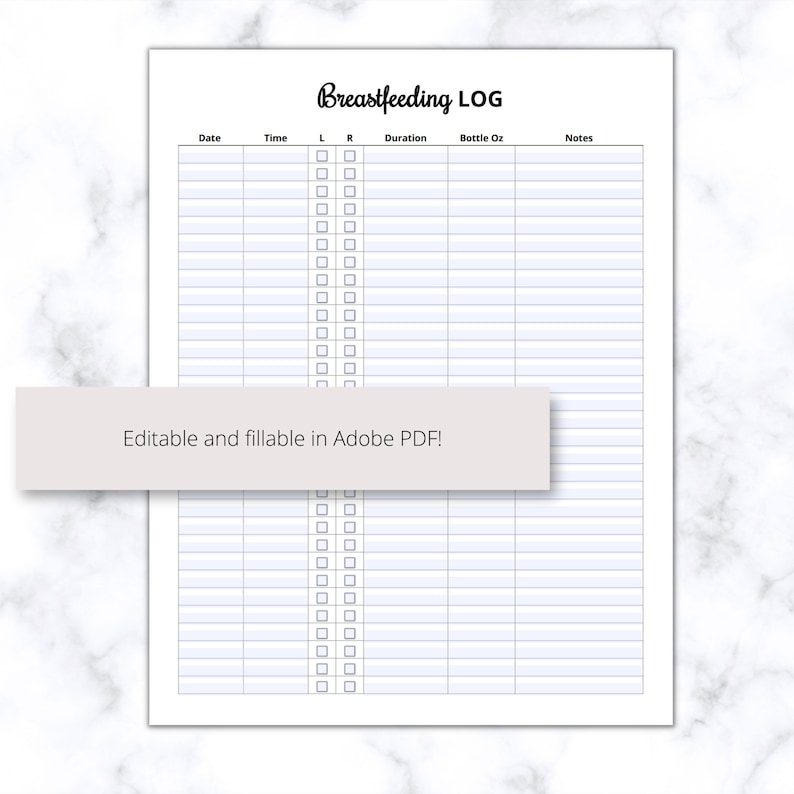 Breastfeeding Log Printable PDF, Feeding Log for Newborn, Breast Pump ...