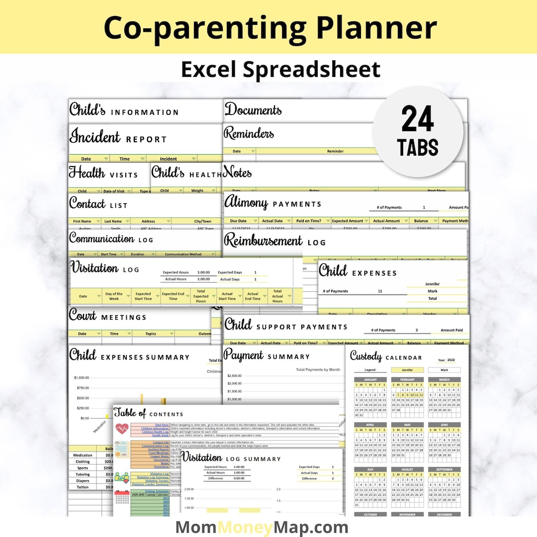 Co-parenting Planner Excel Spreadsheet, Child Custody Planner, Healthy ...