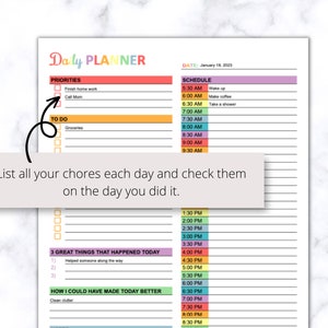 Multi-color Daily Planner Printable PDF, Daily Organizer, Productivity ...
