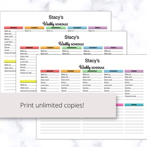 Kids Weekly Schedule Printable PDF, Kids Weekly Planner, Editable Kids ...