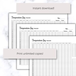 Temperature Log Printable PDF, Temperature Tracker Printable, Editable ...
