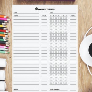 Daily Allowance Tracker Printable PDF, Allowance Tracker for Kids ...