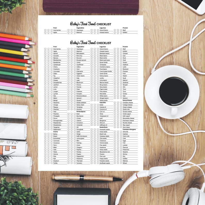 Baby's First Foods Checklist Printable PDF, Baby Food Tracker, Baby ...