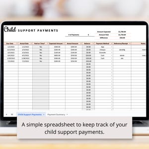 Child Support Payment Tracker Google Sheet Spreadsheet, Child Expense Reimbursement, Child ...