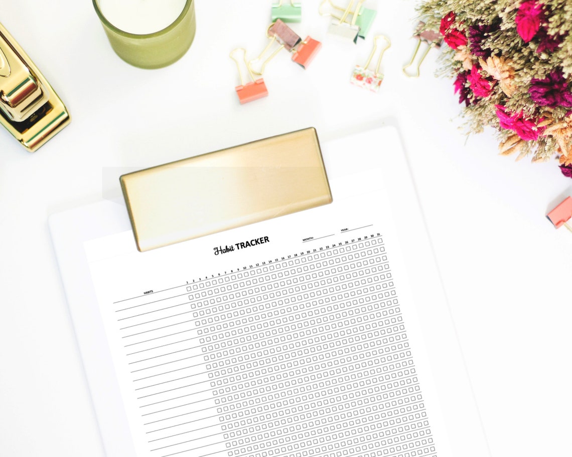 Habit Tracker Printable PDF, Editable Habit List, Habit Trainer, 30 Day ...