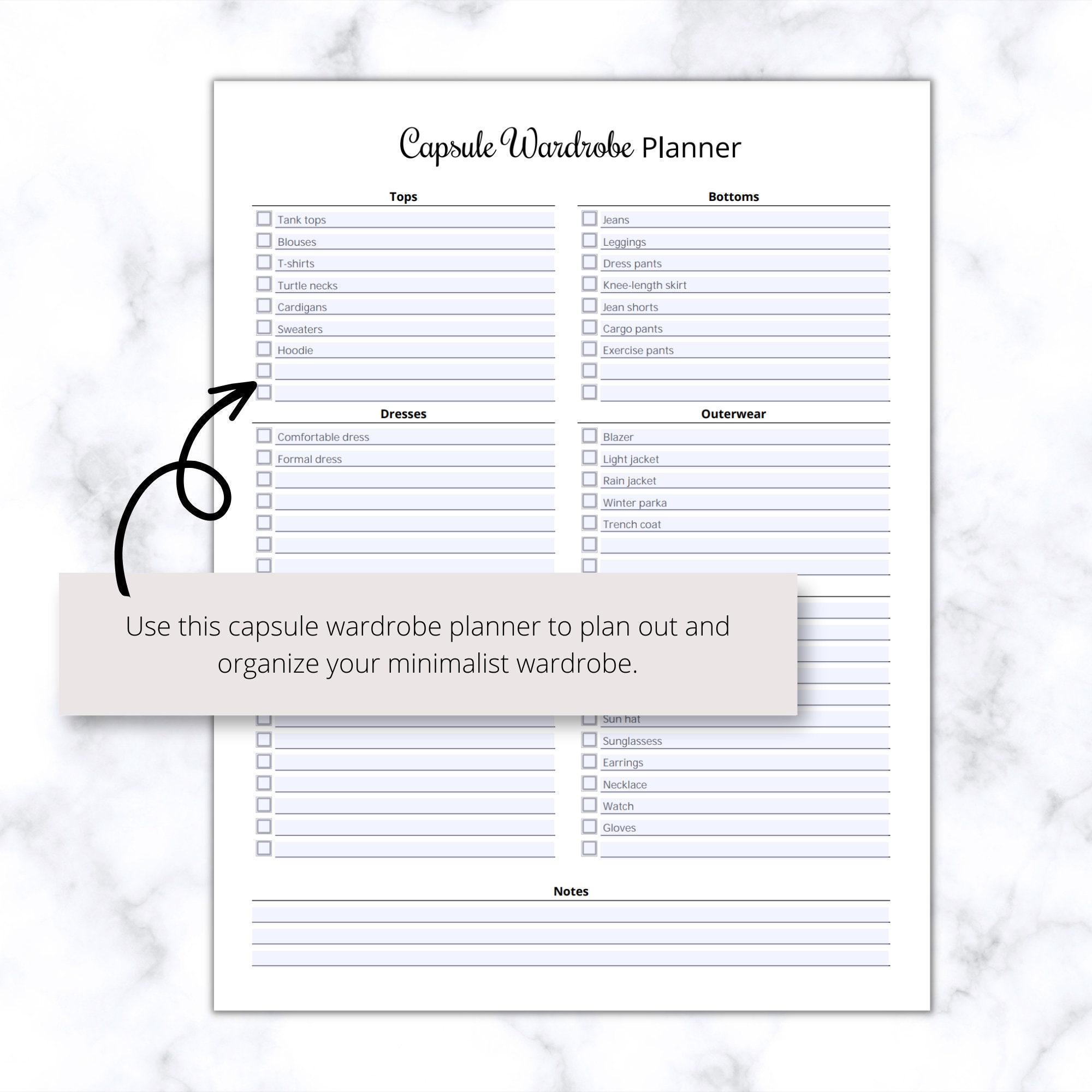 Capsule Wardrobe Checklist Printable PDF, Minimalist Wardrobe Checklist ...