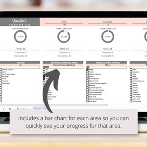 Decluttering Checklist Google Sheets Spreadsheet, House Purge Checklist, House Declutter ...