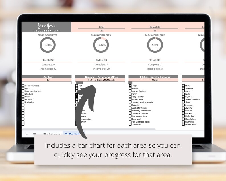 Decluttering Checklist Google Sheets Spreadsheet, House Purge Checklist ...