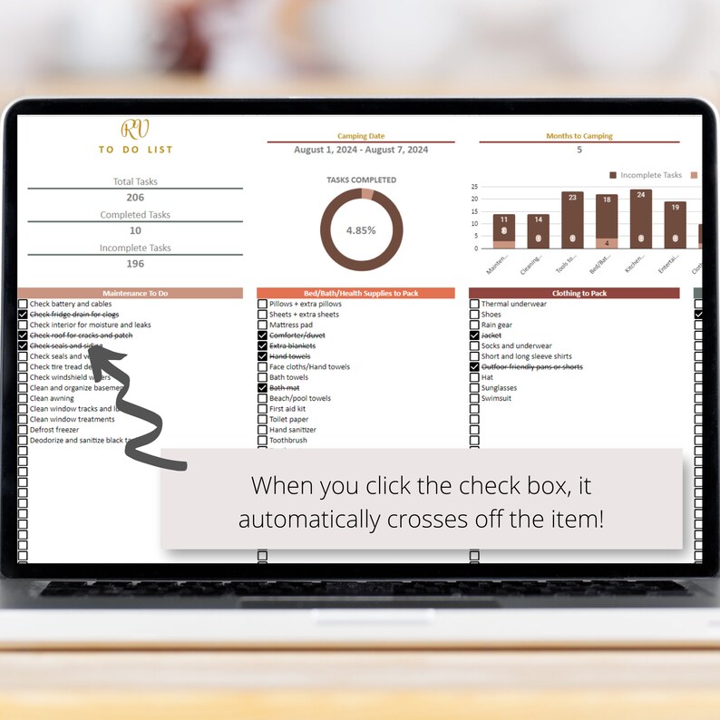 RV to Do List Google Sheets Spreadsheet,rv Camping Checklist Template ...