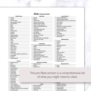 Master Cleaning List Printable PDF Cleaning Checklist for - Etsy