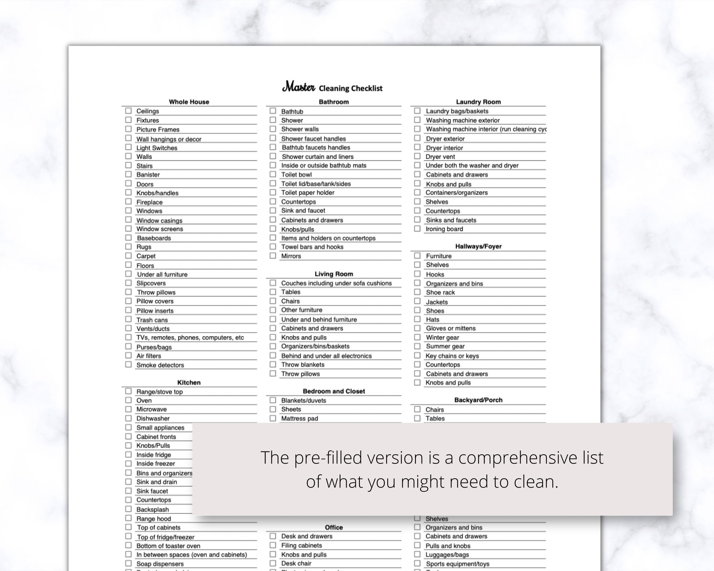 Master Cleaning List Printable PDF Cleaning Checklist for - Etsy