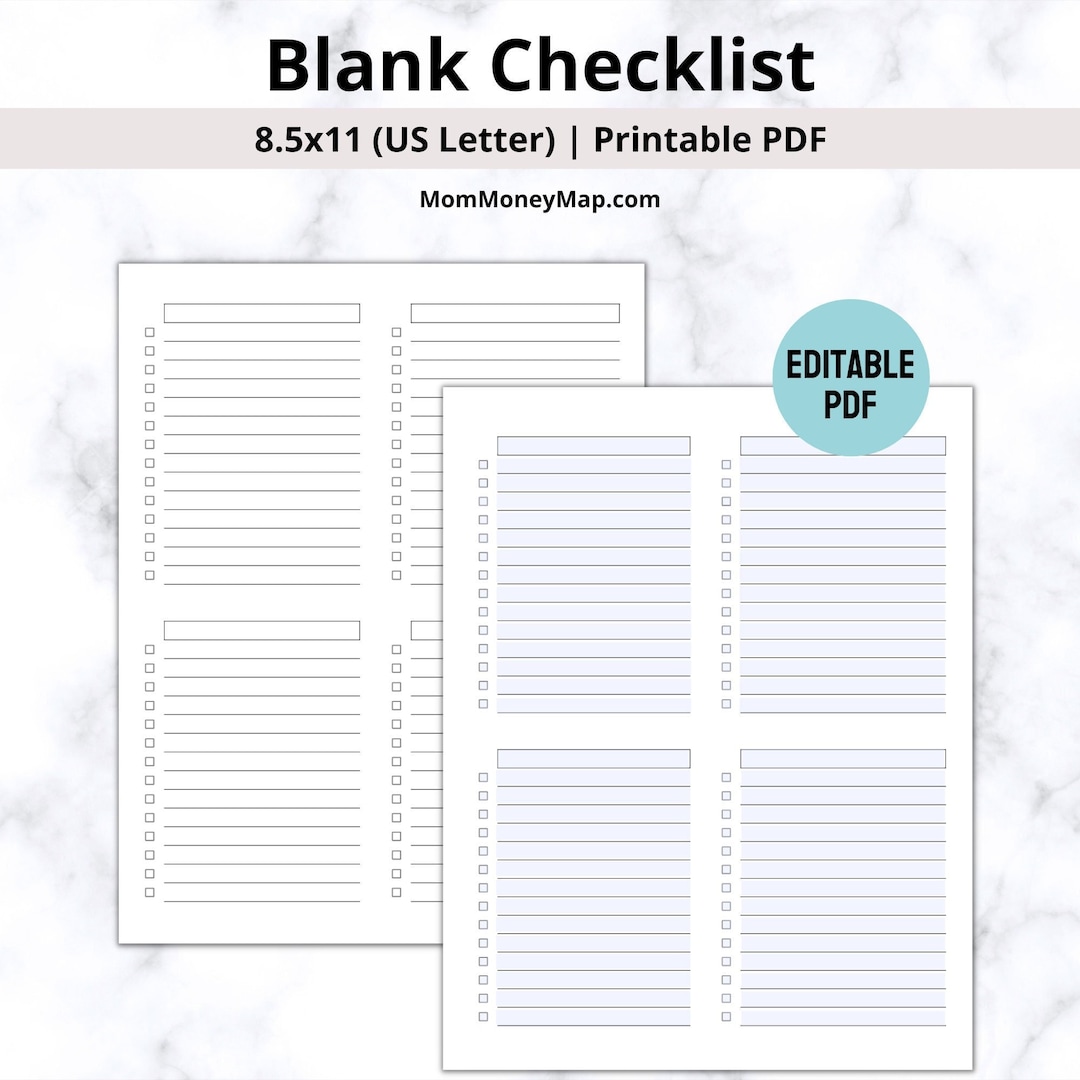 Blank Checklist Printable PDF, Blank to Do List, Minimalist to Do List ...