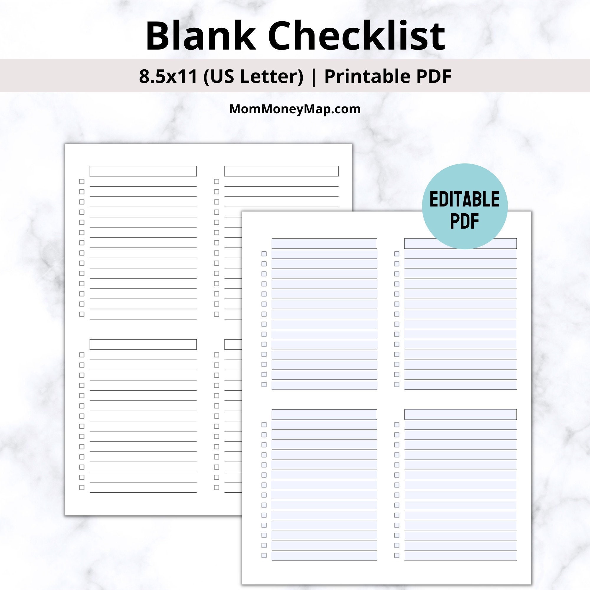 Blank Checklist Printable PDF, Blank to Do List, Minimalist to Do List ...