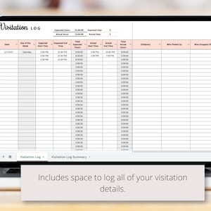 Child Custody Visitation Log Google Sheets Spreadsheet - Etsy