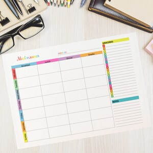 Multi-color Meal Planner Printable PDF, Weekly Meal Planner, Menu ...