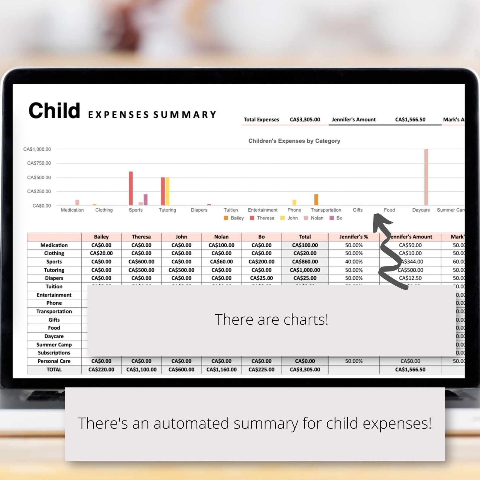 Child Support Tracker Apple Numbers, Child Custody Planner, Child ...