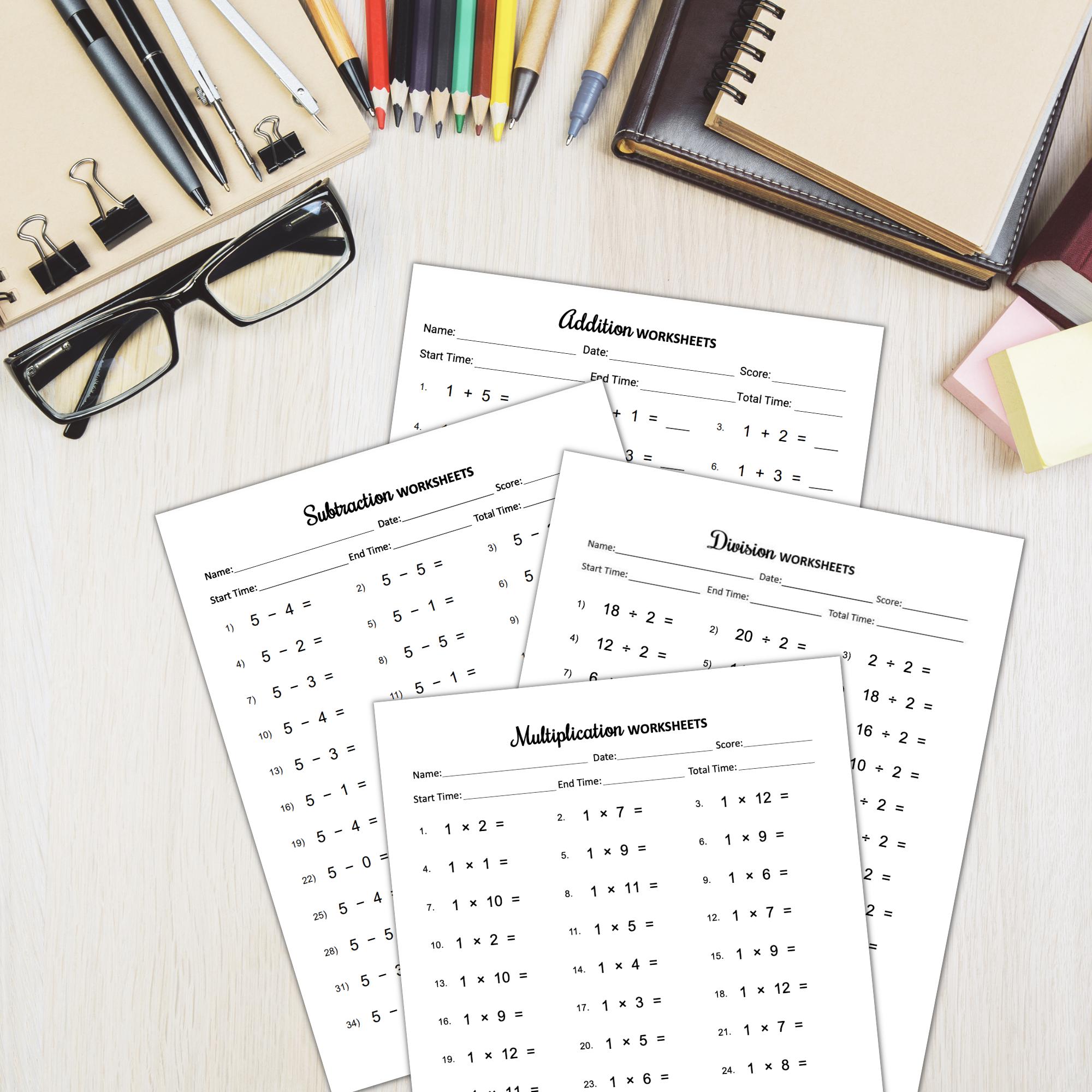 Math Worksheet Printable: Addition, Subtraction, Multiplication ...