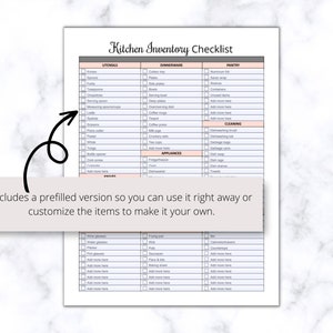 Kitchen Inventory Checklist Printable PDF, Declutter and Organize ...