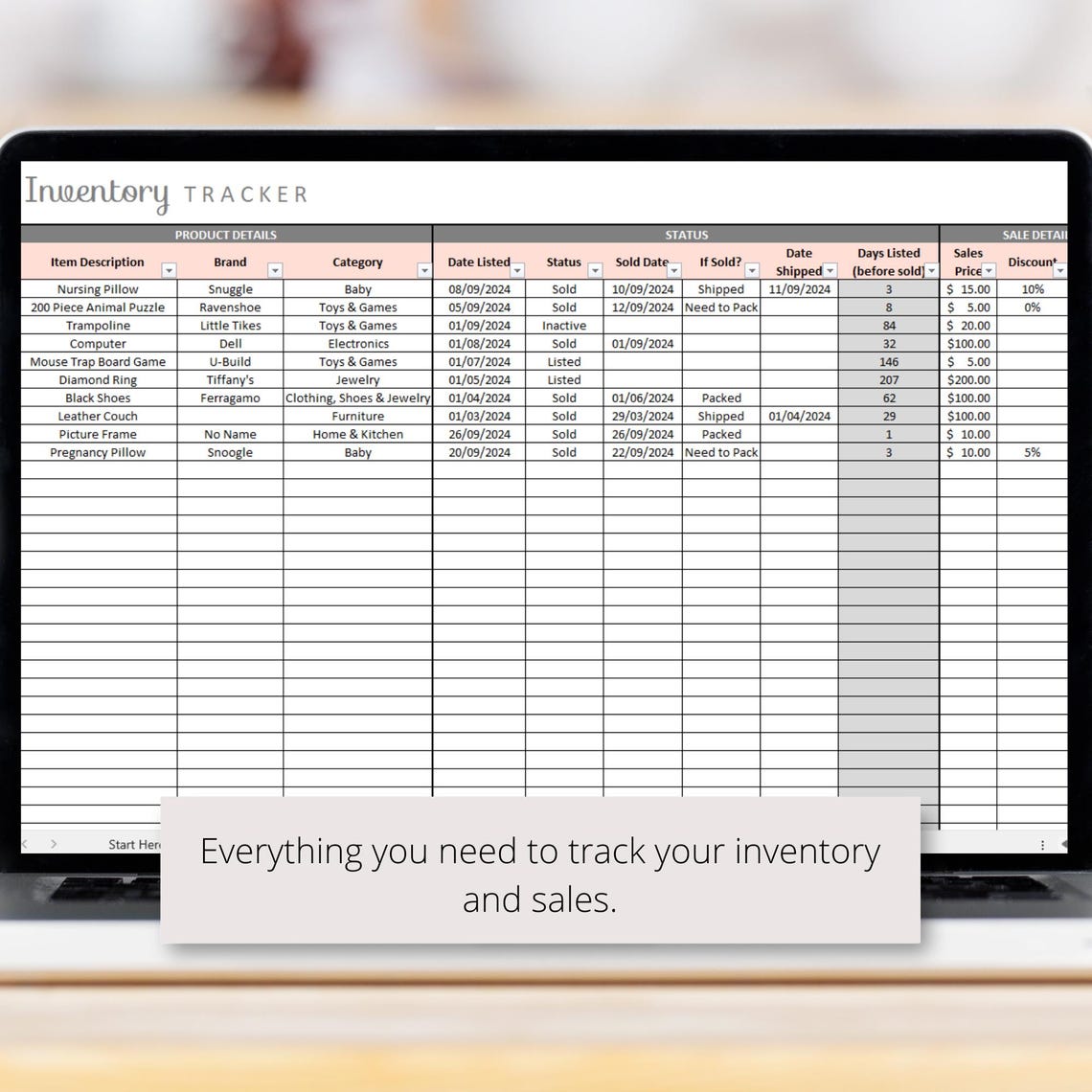 Inventory Tracker Excel Spreadsheet, Stock in and Out Tracker in Excel ...
