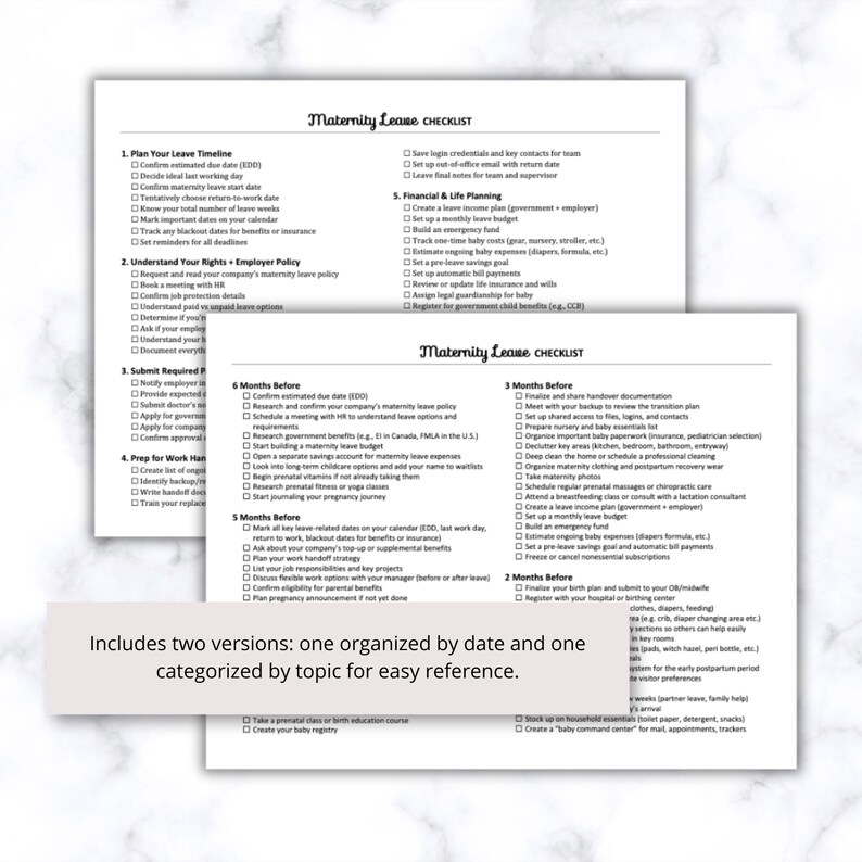 Maternity Leave Checklist Printable PDF, Maternity Leave Preparation to ...