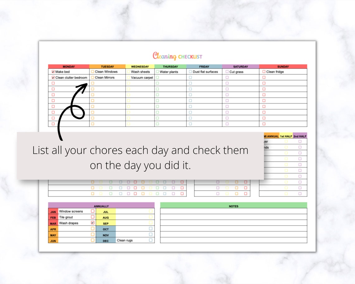 Multi-color Cleaning Checklist Printable PDF Housekeeping - Etsy Canada