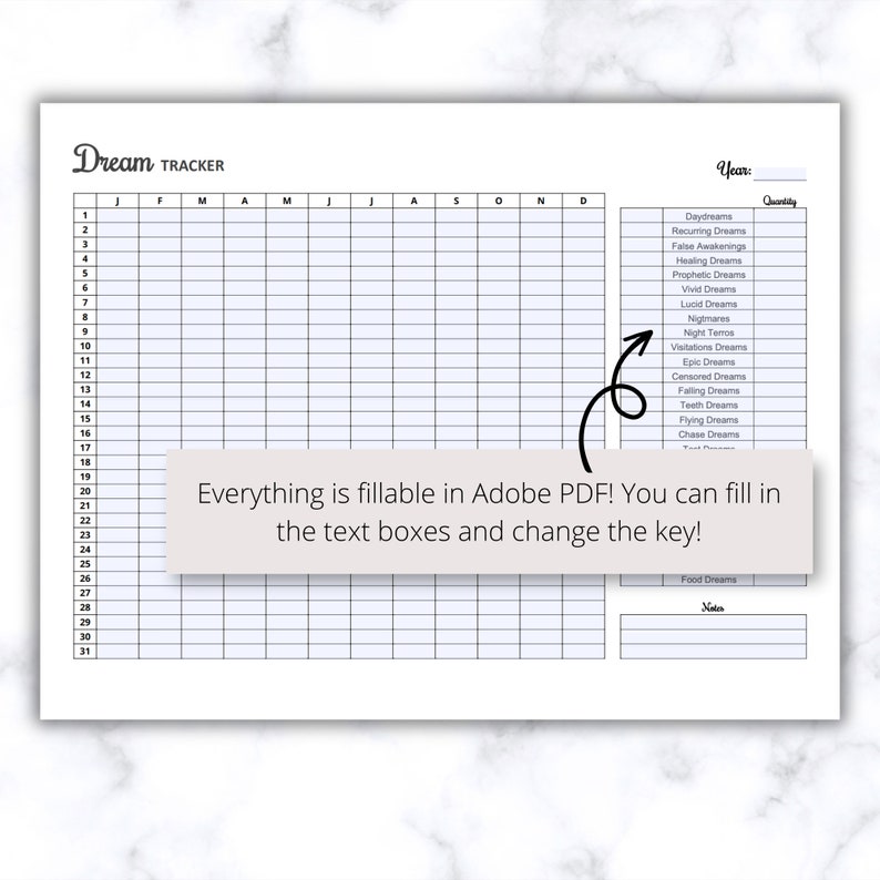 Dream Tracker Printable PDF, Sleep Dream Tracker, Dream Analysis ...