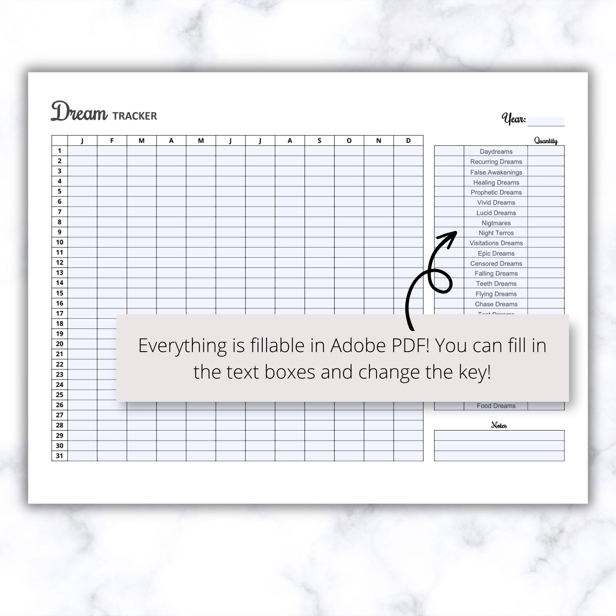 Dream Tracker Printable PDF, Sleep Dream Tracker, Dream Analysis ...