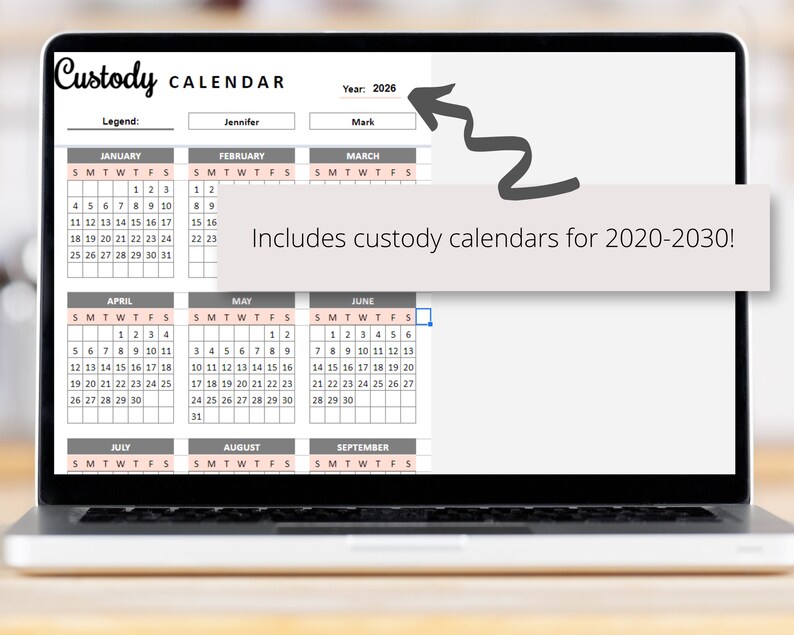 Co-parenting Calendar With Child's Information Google Sheets ...
