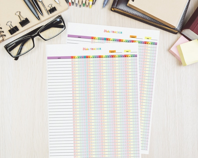 Multi-color Habit Tracker Printable PDF, Editable Habit List, Habit ...