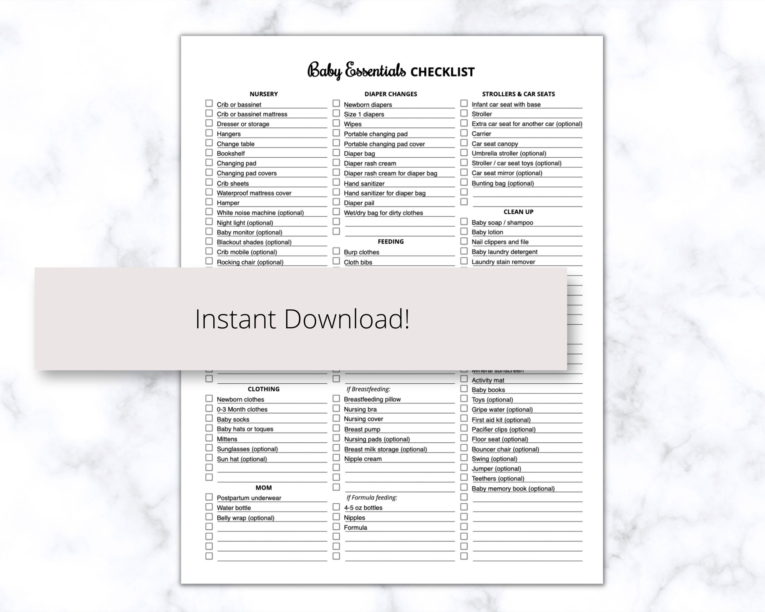 Baby Essentials Checklist Printable PDF, Newborn Checklist, Baby Must ...