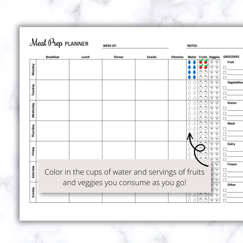 Meal Prep Planner Printable PDF, Weekly Meal Planner, Menu Planner ...