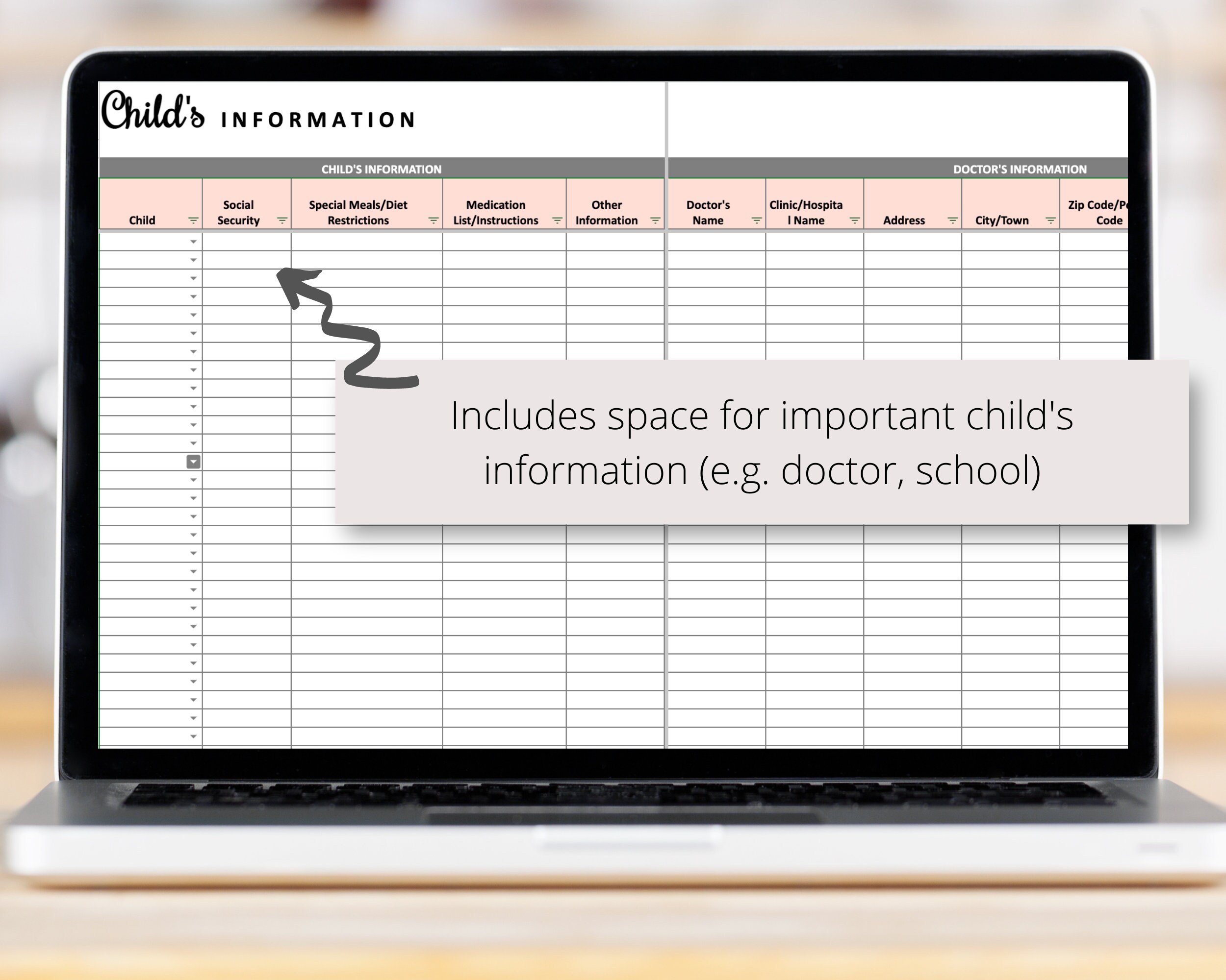 Co-parenting Calendar With Child's Information Google Sheets ...