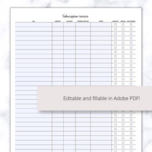 Subscription Tracker Printable PDF, Track Your Monthly Subscriptions ...