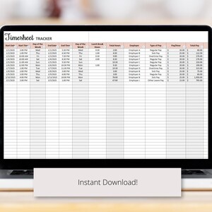 Simple Timesheet Tracker Excel Spreadsheet, Track Billable Hours Excel Template, Work Time ...